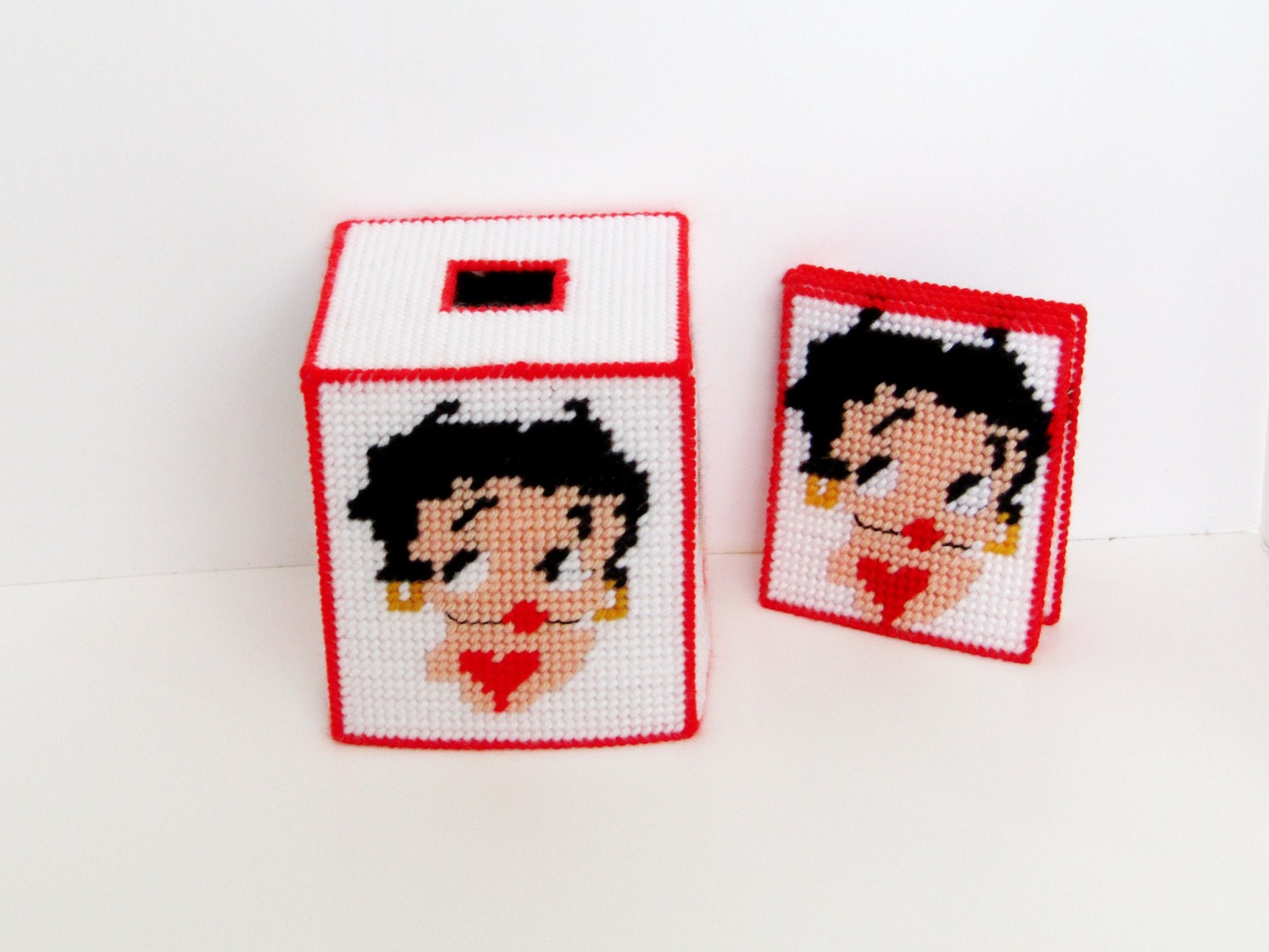 Betty Boop Tissue Box Cover. Handmade Needlepoint Tissue Cover W ...