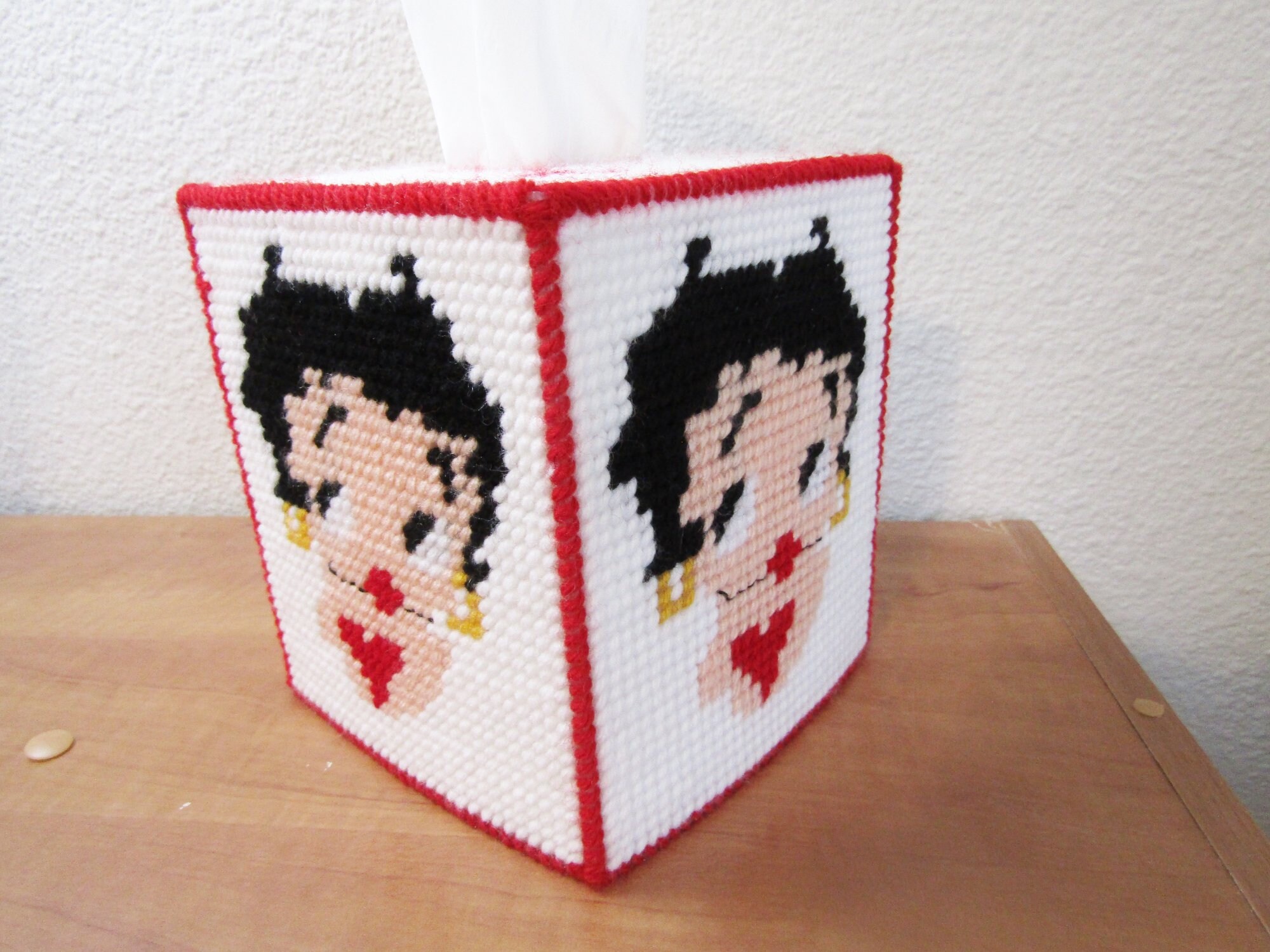 Betty Boop Tissue Box Cover. Handmade Needlepoint Tissue Cover - Etsy