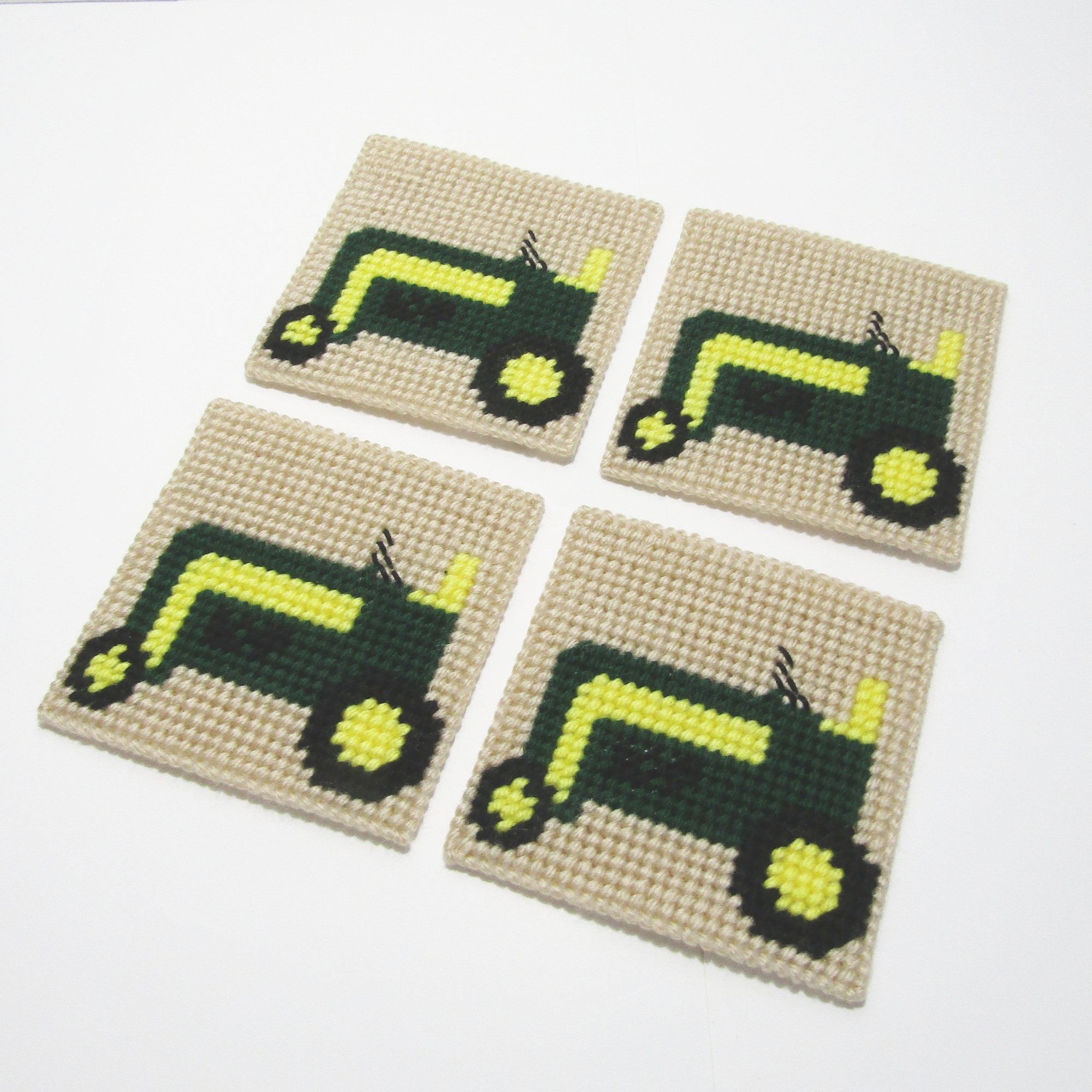 Farm Tractor Coaster Sets. Green Tractor Design or Red Tractor - Etsy