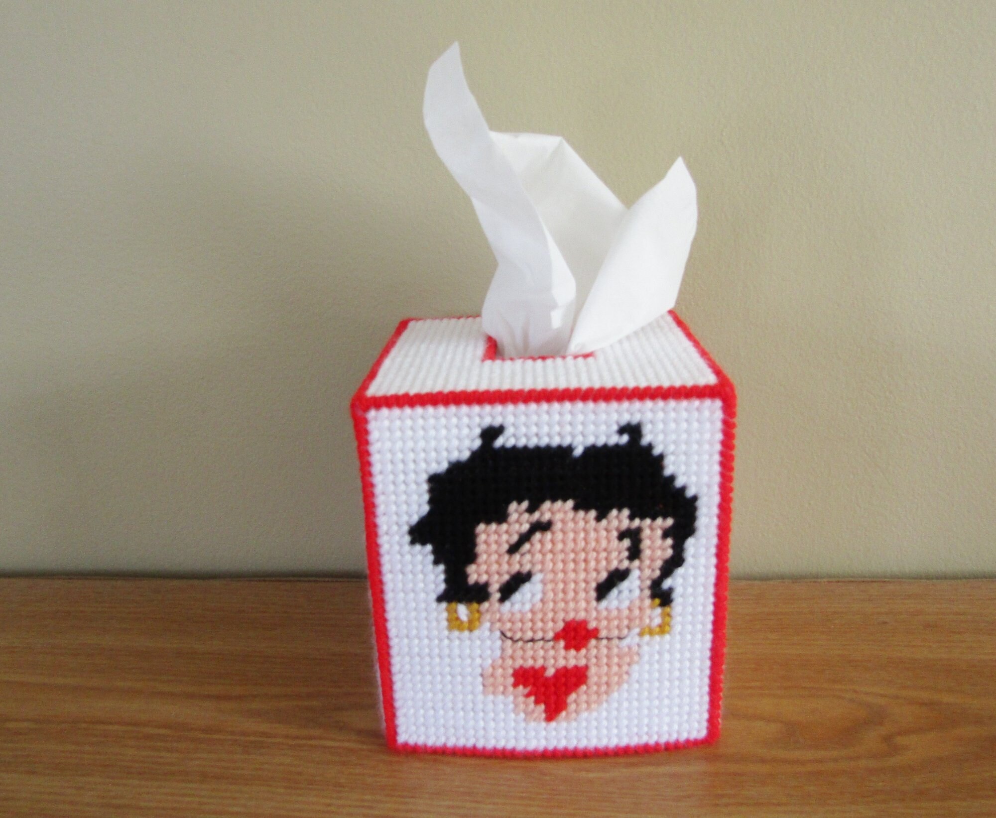 Betty Boop Tissue Box Cover. Handmade Needlepoint Tissue Cover - Etsy