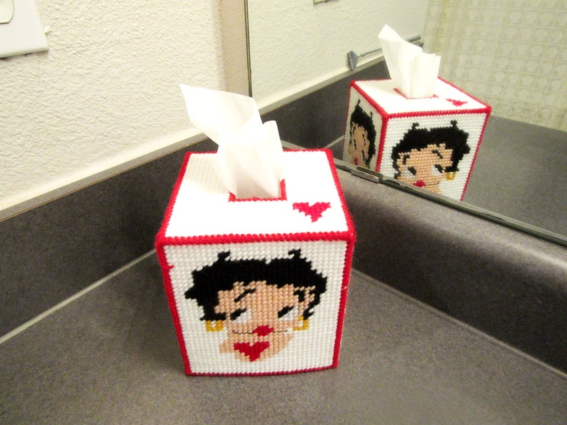 Betty Boop Tissue Box Cover. Handmade Needlepoint Tissue Cover W ...