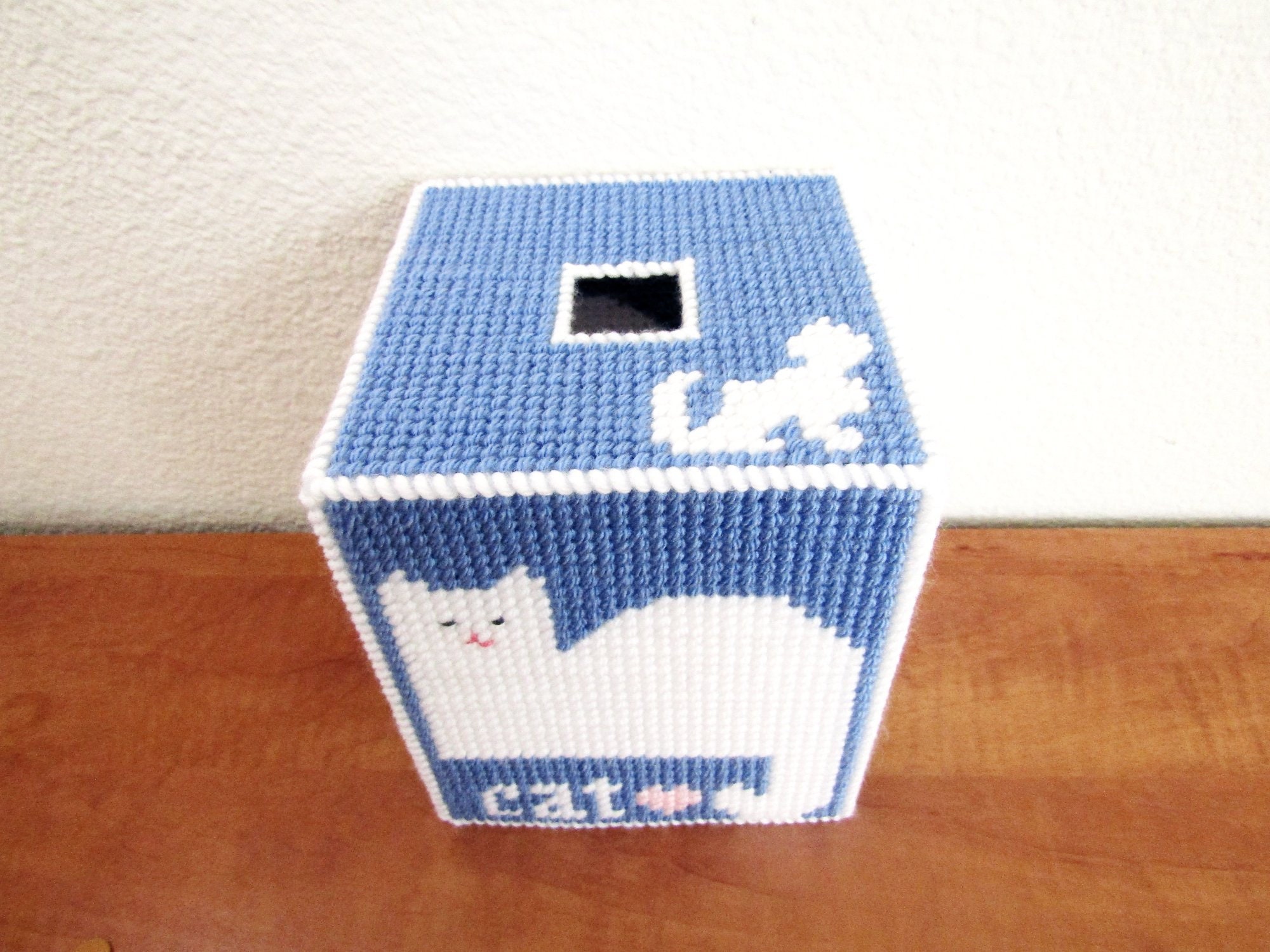 Cat Design Tissue Box Cover. Boutique Size Tissue Topper W/ - Etsy