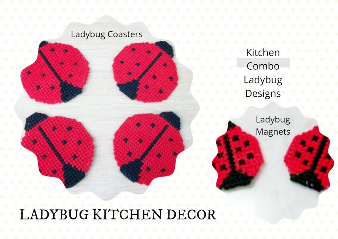 Ladybug Kitchen Set: Ladybug Coasters and Ladybug Magnets. Set - Etsy