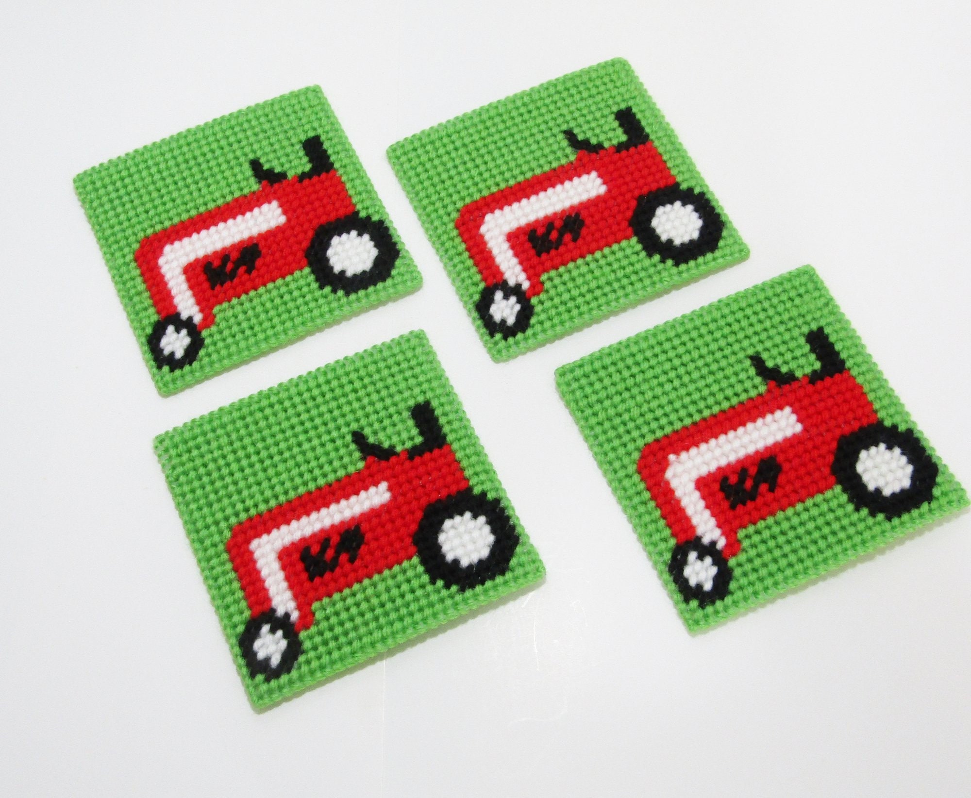 Farm Tractor Coaster Sets. Green Tractor Design or Red Tractor - Etsy