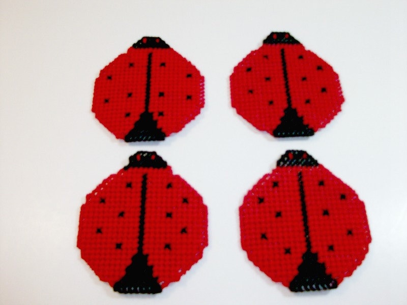 Ladybug Kitchen Set: Ladybug Coasters and Ladybug Magnets. Set of 4 ...