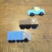 Trio of Trucks Magnets. Pickup Truck, Dump Truck, Semi Tractor-trailer ...