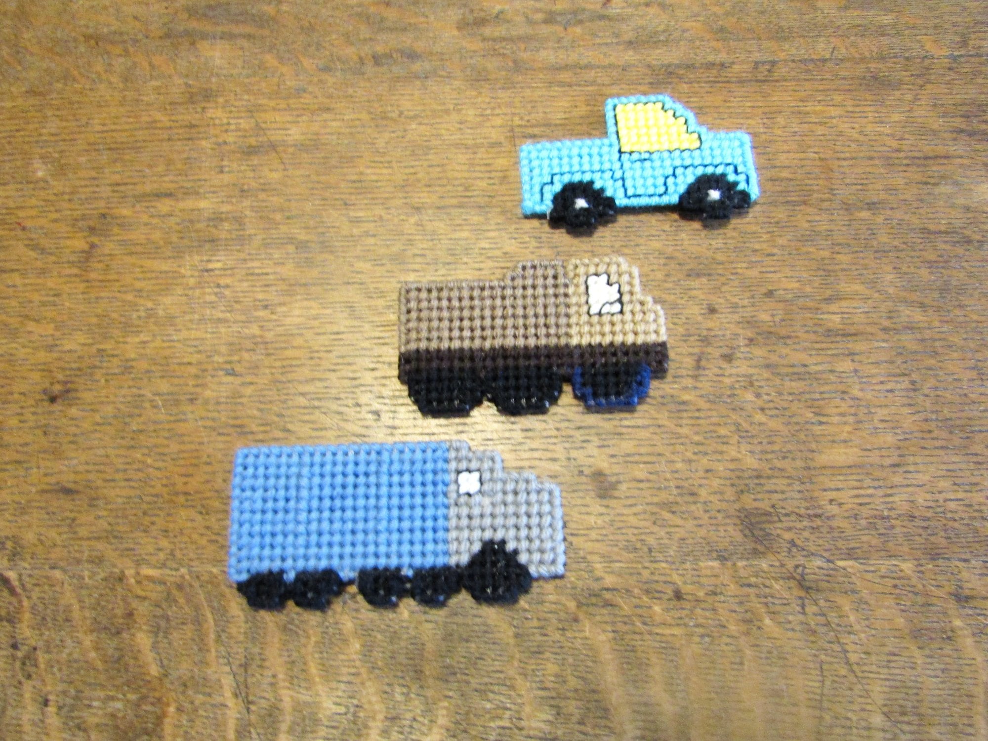 Trio of Trucks Magnets. Pickup Truck, Dump Truck, Semi Tractor-trailer ...