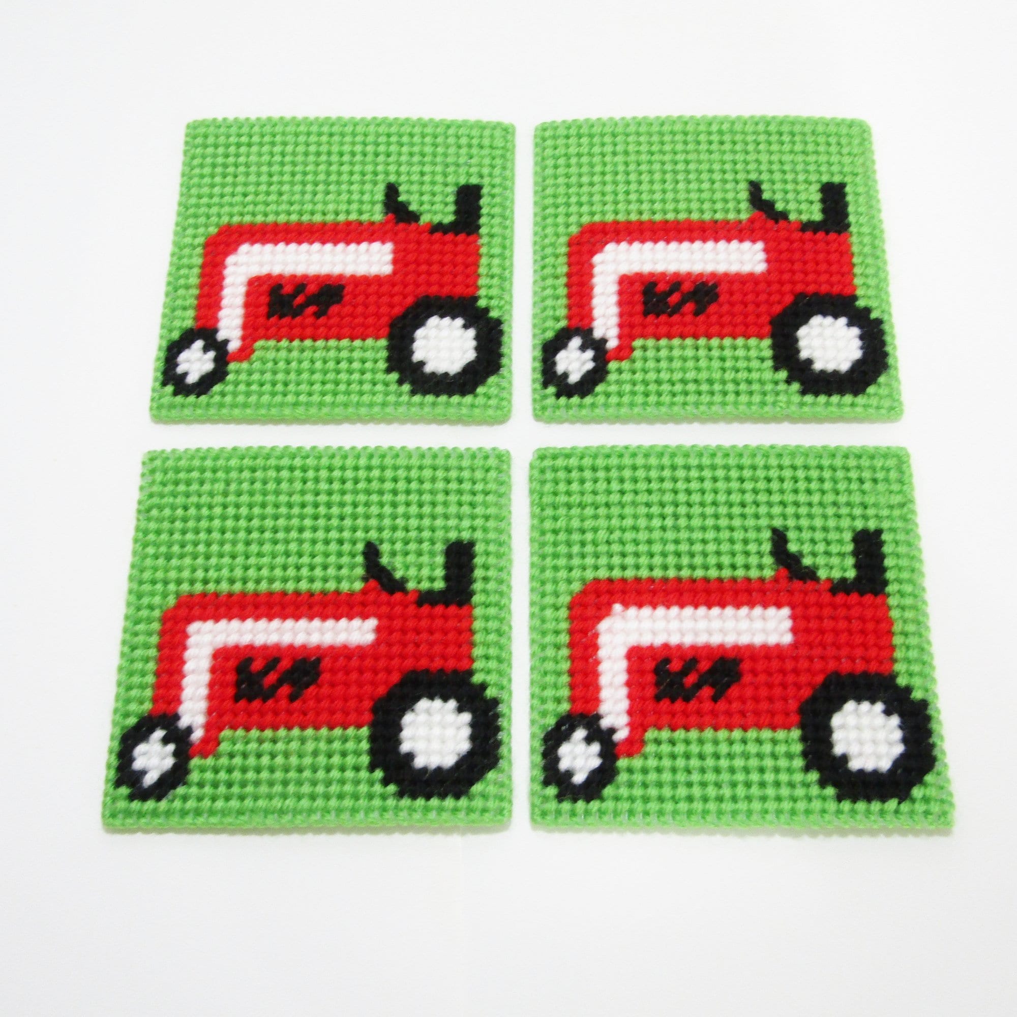 Farm Tractor Coaster Sets. Green Tractor Design or Red Tractor - Etsy
