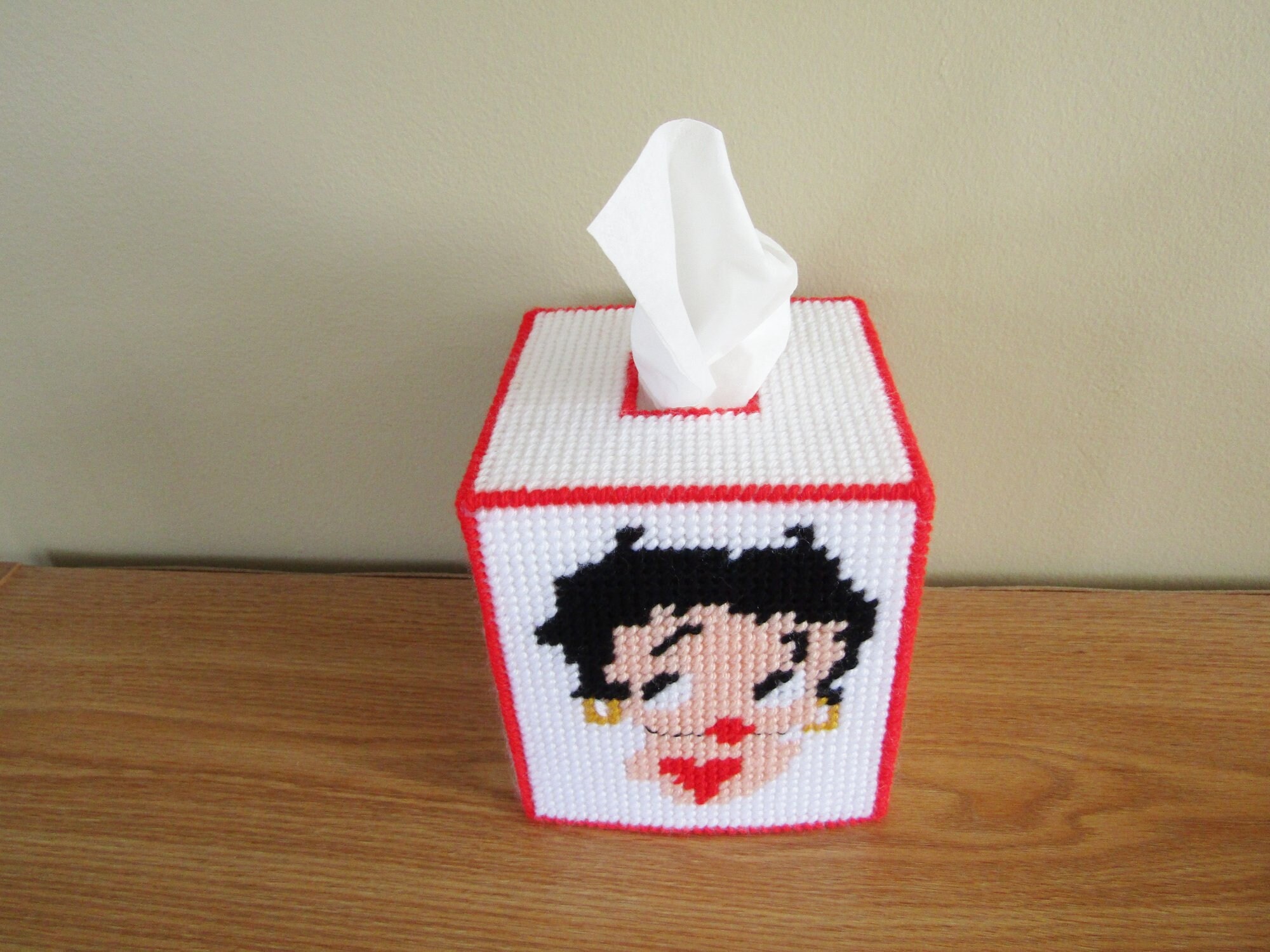 Betty Boop Tissue Box Cover. Handmade Needlepoint Tissue Cover W ...