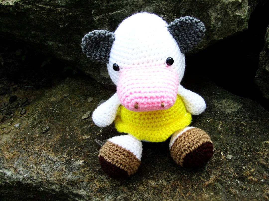 Carrie the Cow. Plush Cow With Yellow Skirt. Barnyard Buddy. Crochet ...
