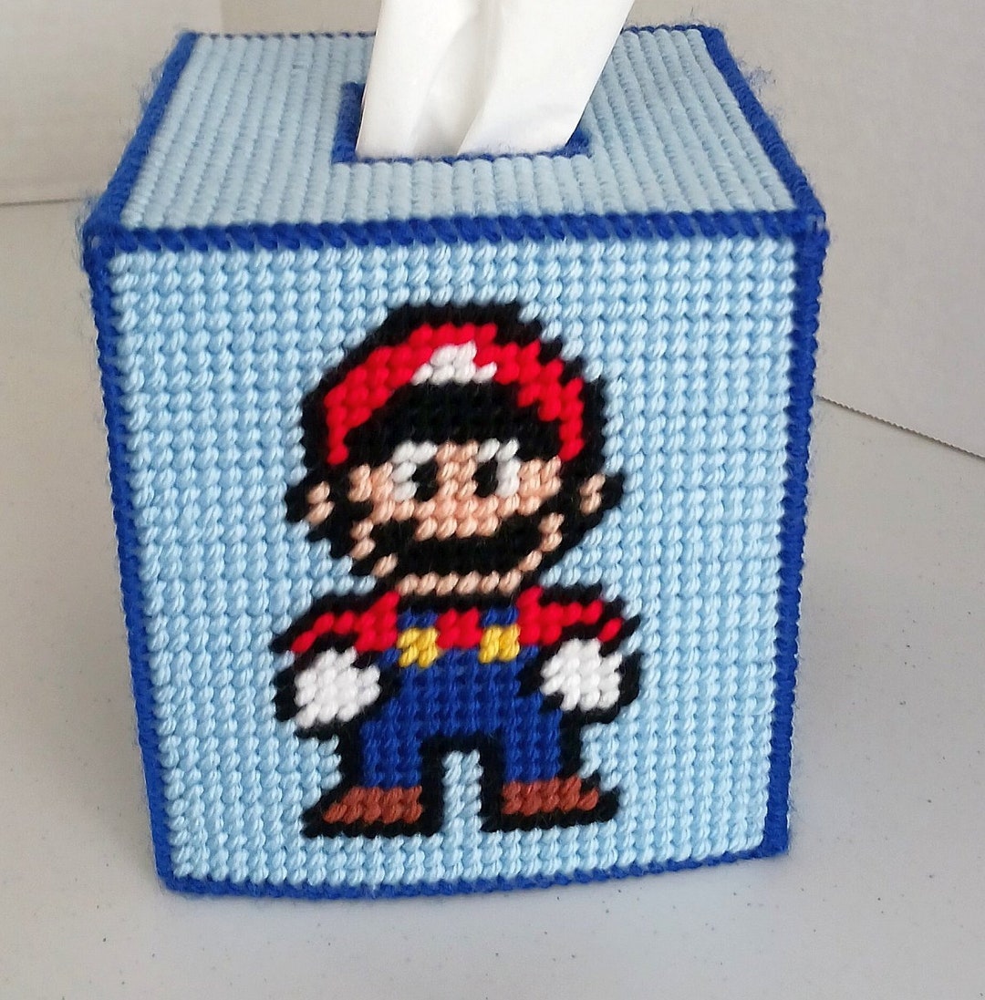 Mascot Mario Design on a Tissue Box Cover. Needlepoint Tissue Topper ...