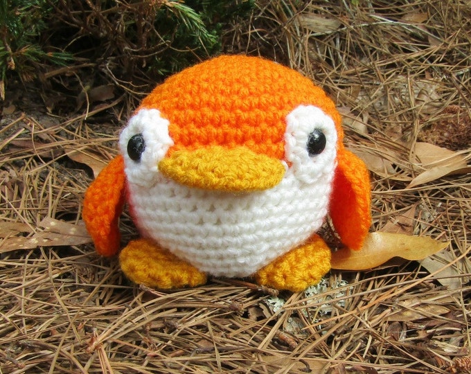 Orange Amigurumi Penguin. Plush Toy Penguin. Roly-poly Kawaii Cutie in ...