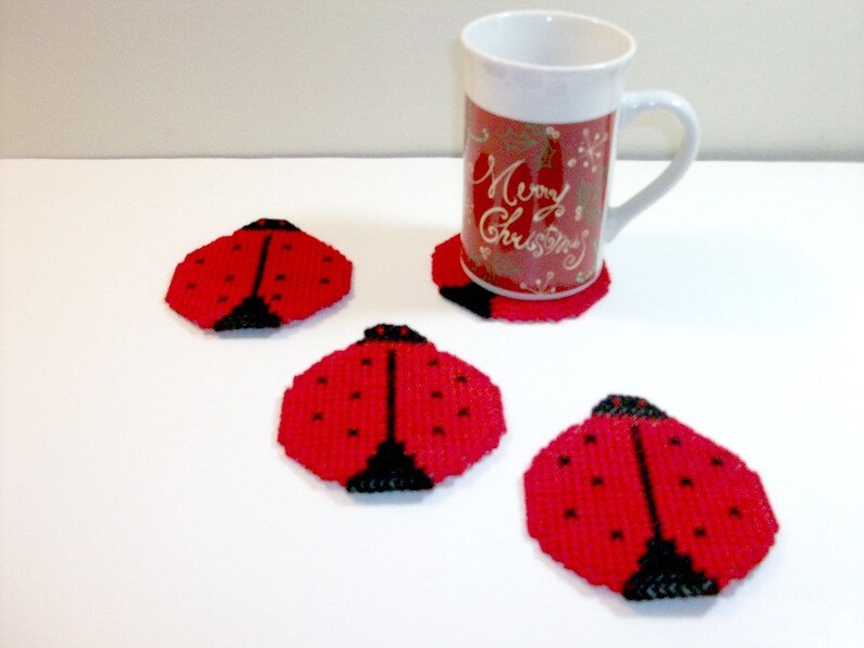 Ladybug Kitchen Set: Ladybug Coasters and Ladybug Magnets. Set of 4 ...