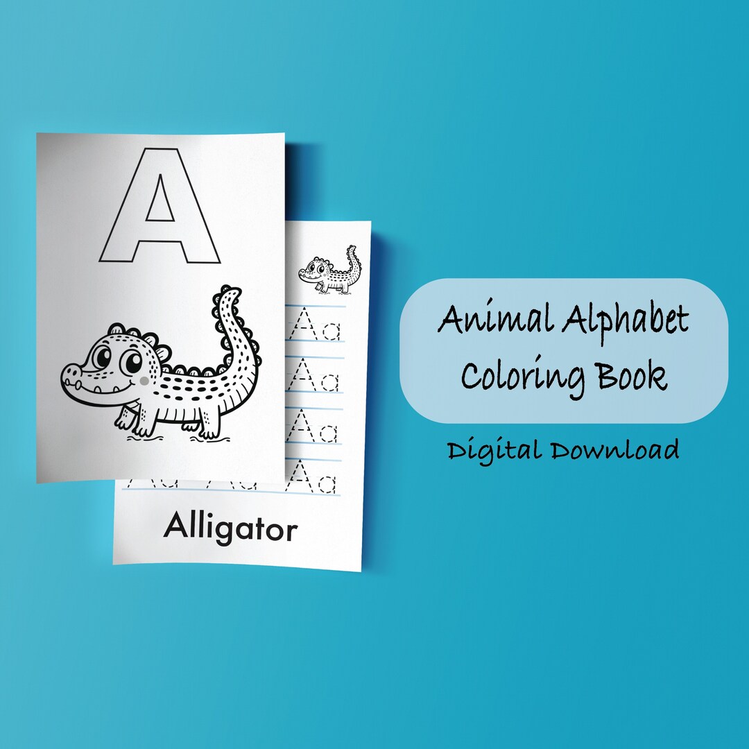 Kids Animal Alphabet Coloring Book With Tracing Pages - Etsy