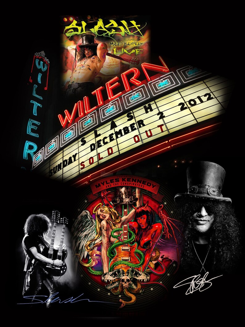 Slash Collage 8x10 Print With copy Autograph at the Wiltern Live, G N ...