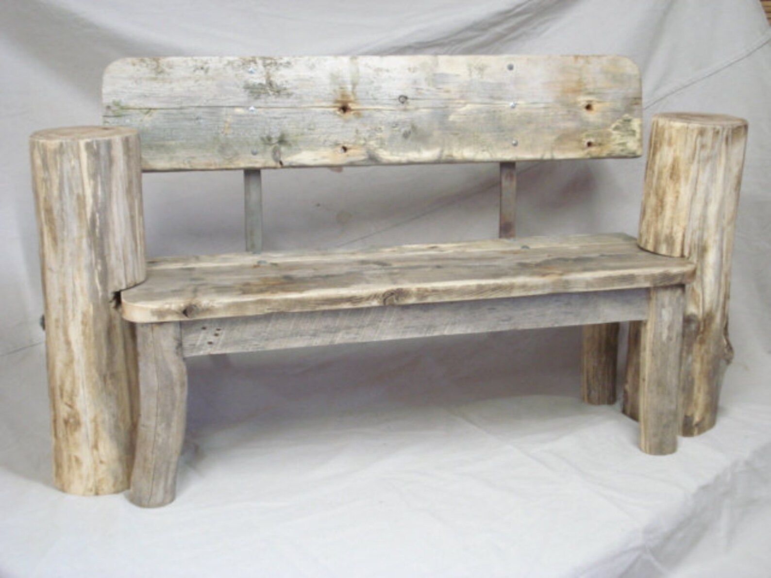 Driftwood Pier Bench With Back seat 48 X 15 X | Etsy