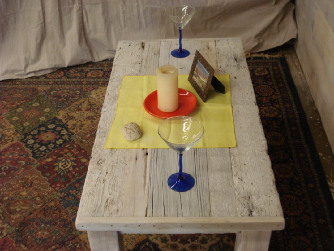 Reclaimed Coffee Table Whitewashed (48" X 22" X 16-20" H) (pictured is ...