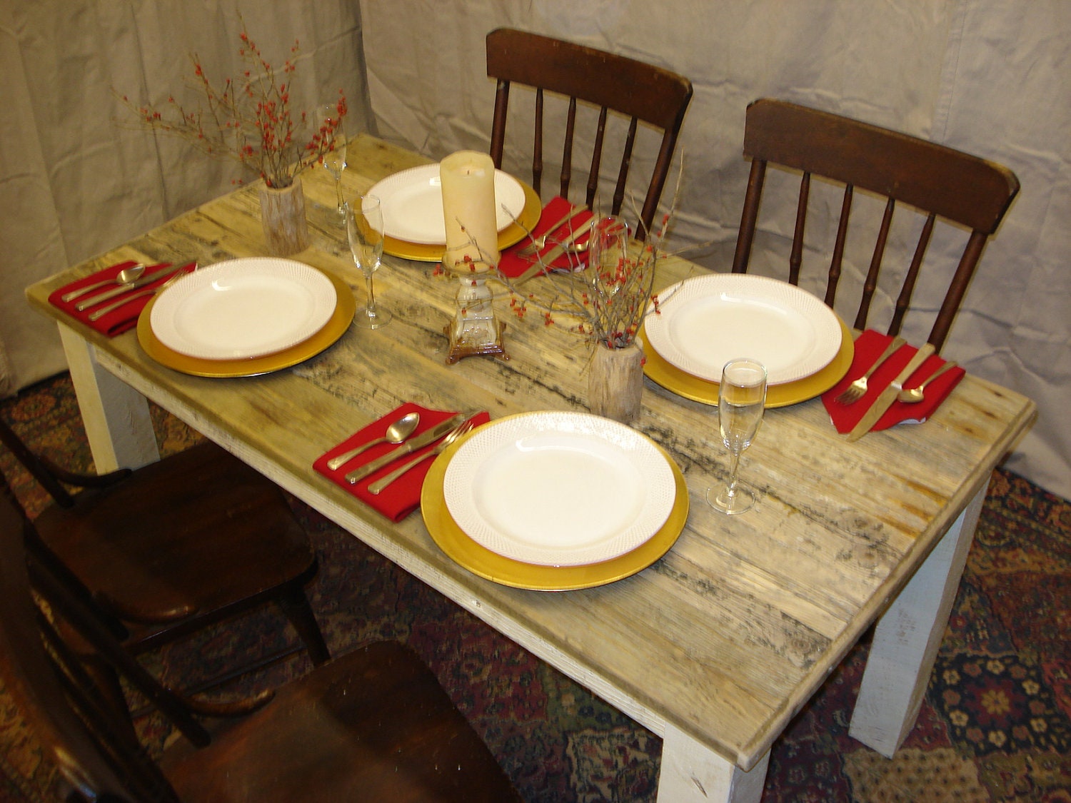 Driftwood Table Distressed White Table Beach house table | Etsy
