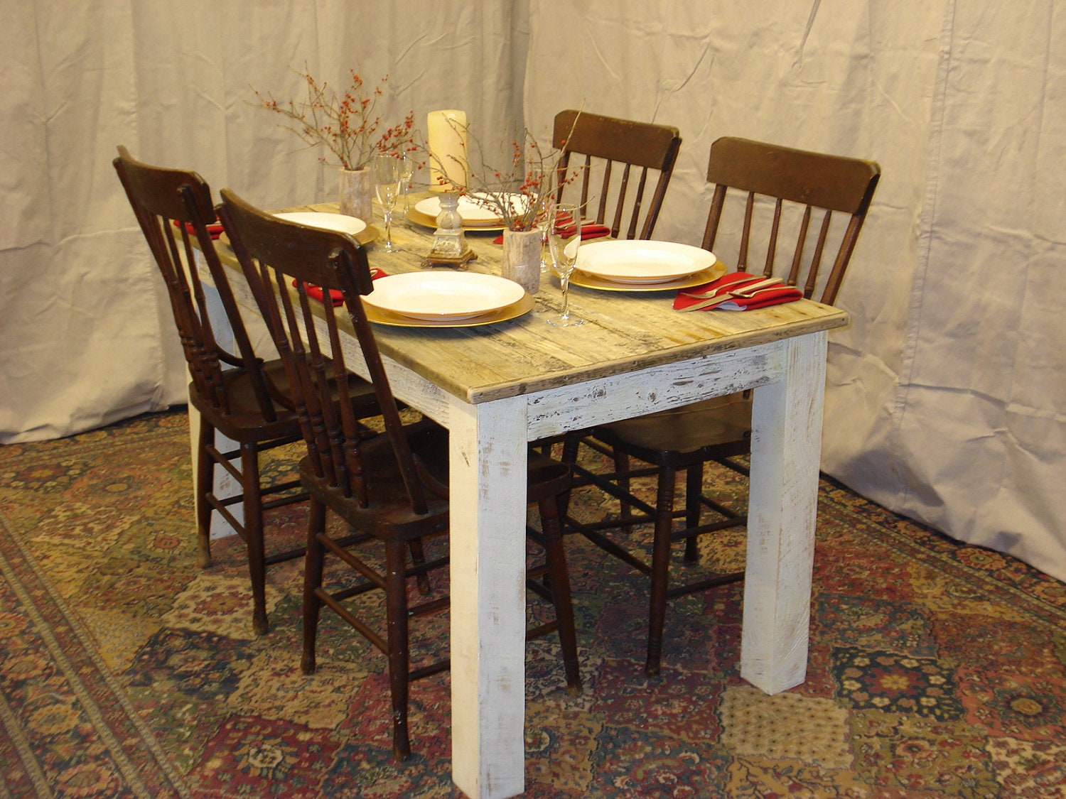 Driftwood Table Distressed White Table Beach house table | Etsy
