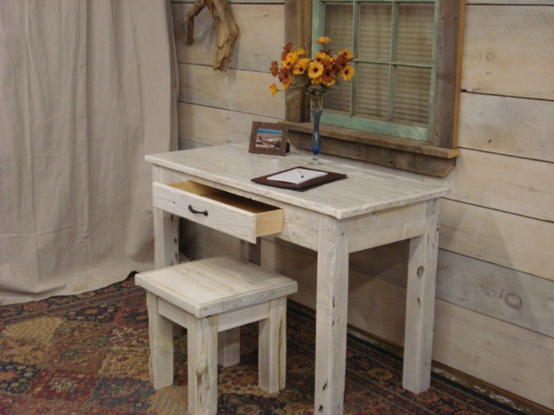Made With Ocean Driftwood, Whitewashed Desk With Draw (44" X 21" X 30"h ...