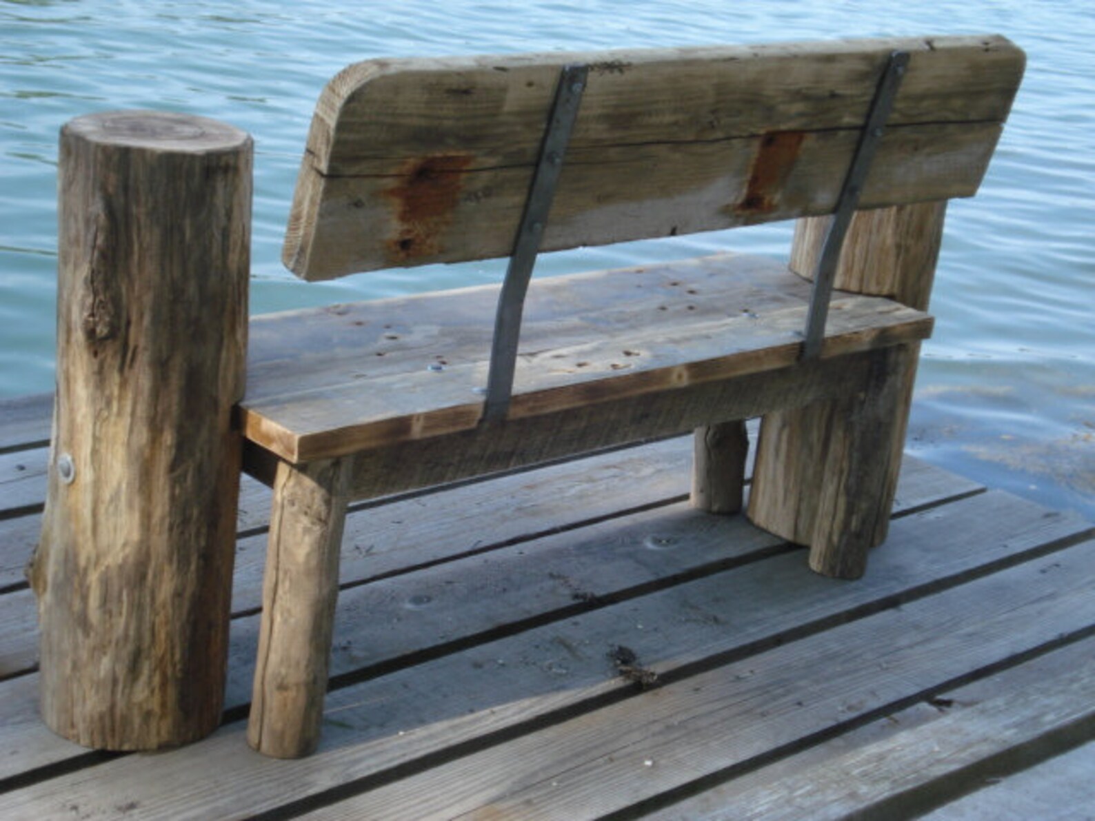 Driftwood Pier Bench With Back seat 48 X 15 X | Etsy