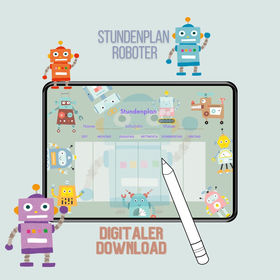 Timetable Robot Kids School Enrollment - Etsy