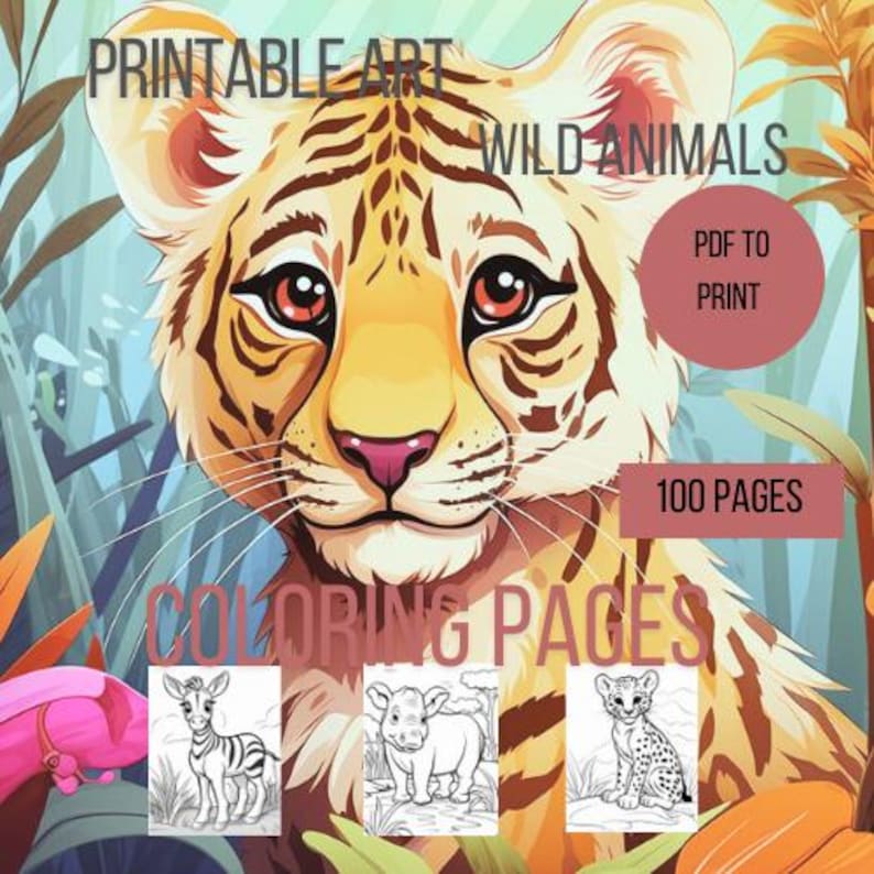 Wild Animals Coloring Book - Coloring Book Wild Animals Children ...