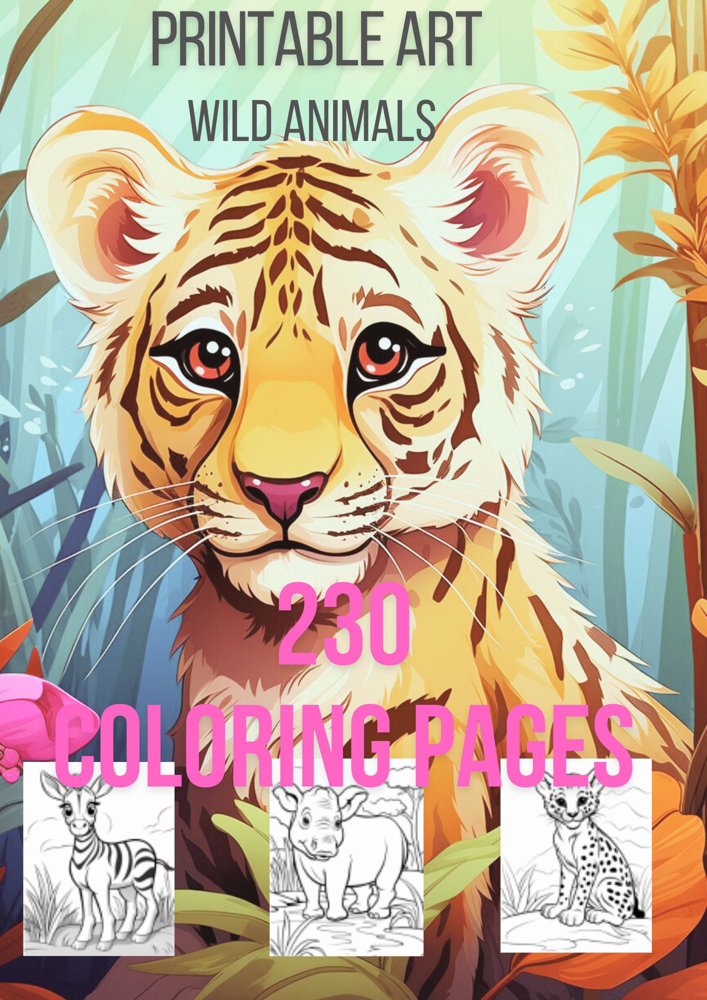 Wild Animals Coloring Book Coloring Book Wild Animals Children - Etsy