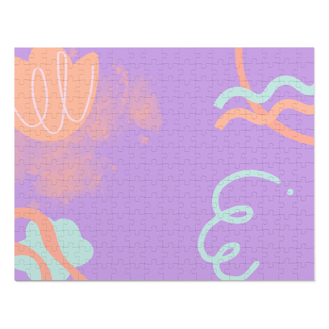 Abstract Jigsaw Puzzle: Purple, Peach, and Mint Design - Etsy