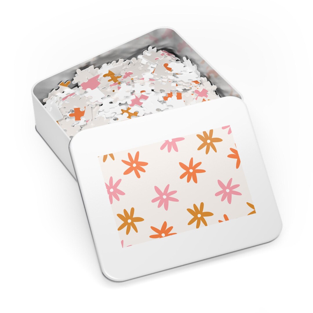 70s Floral Jigsaw Puzzle With Tin: Fun Family Activity - Etsy