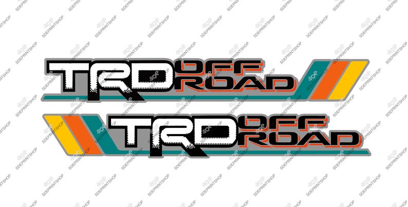Set of 2 Vintage Tri-color TRD OFF ROAD Bedside Decal for Toyota Tacoma ...