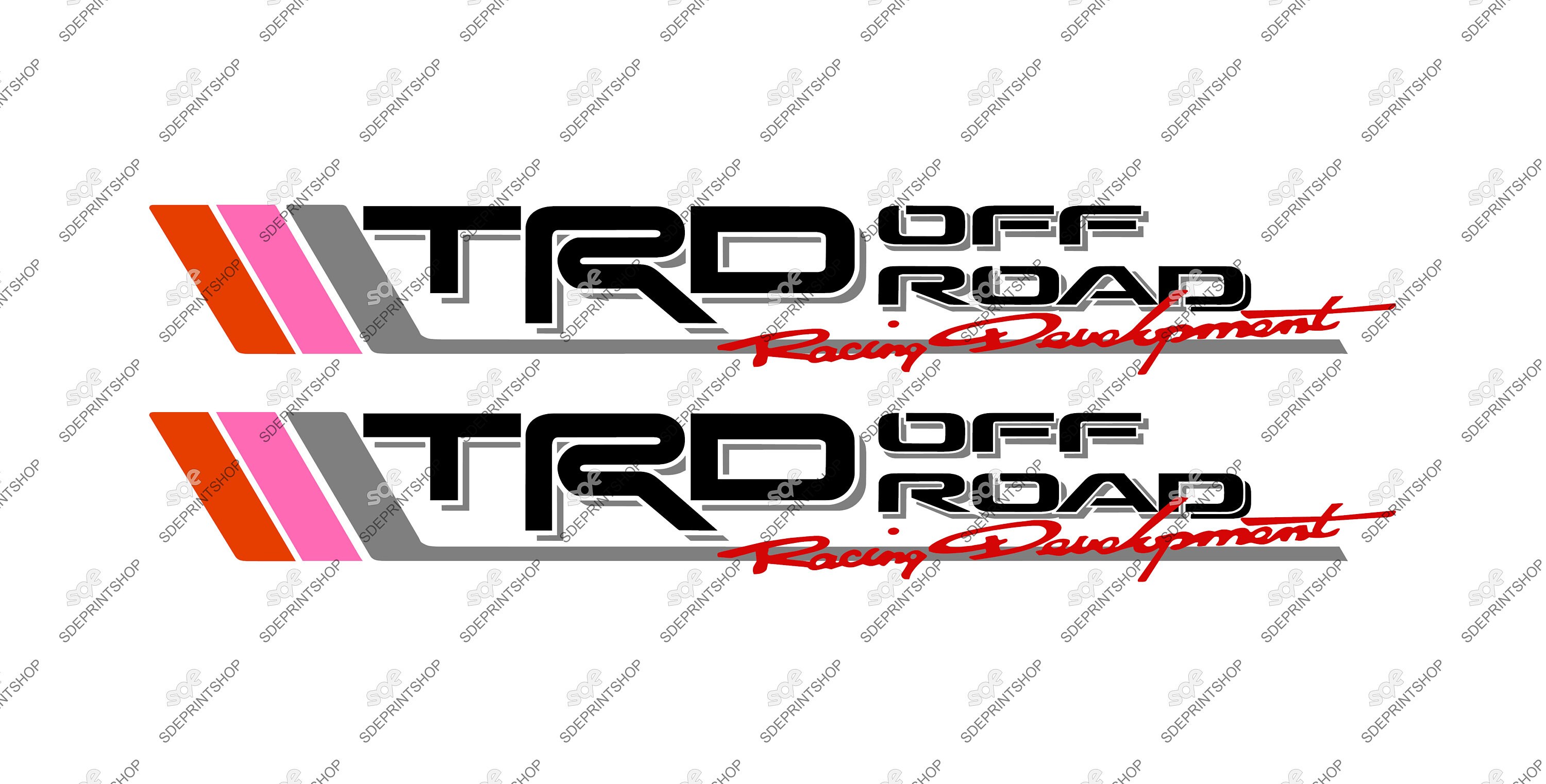 Set of 2 Vintage Tri-color TRD OFF ROAD Bedside Decal for Toyota Tacoma ...