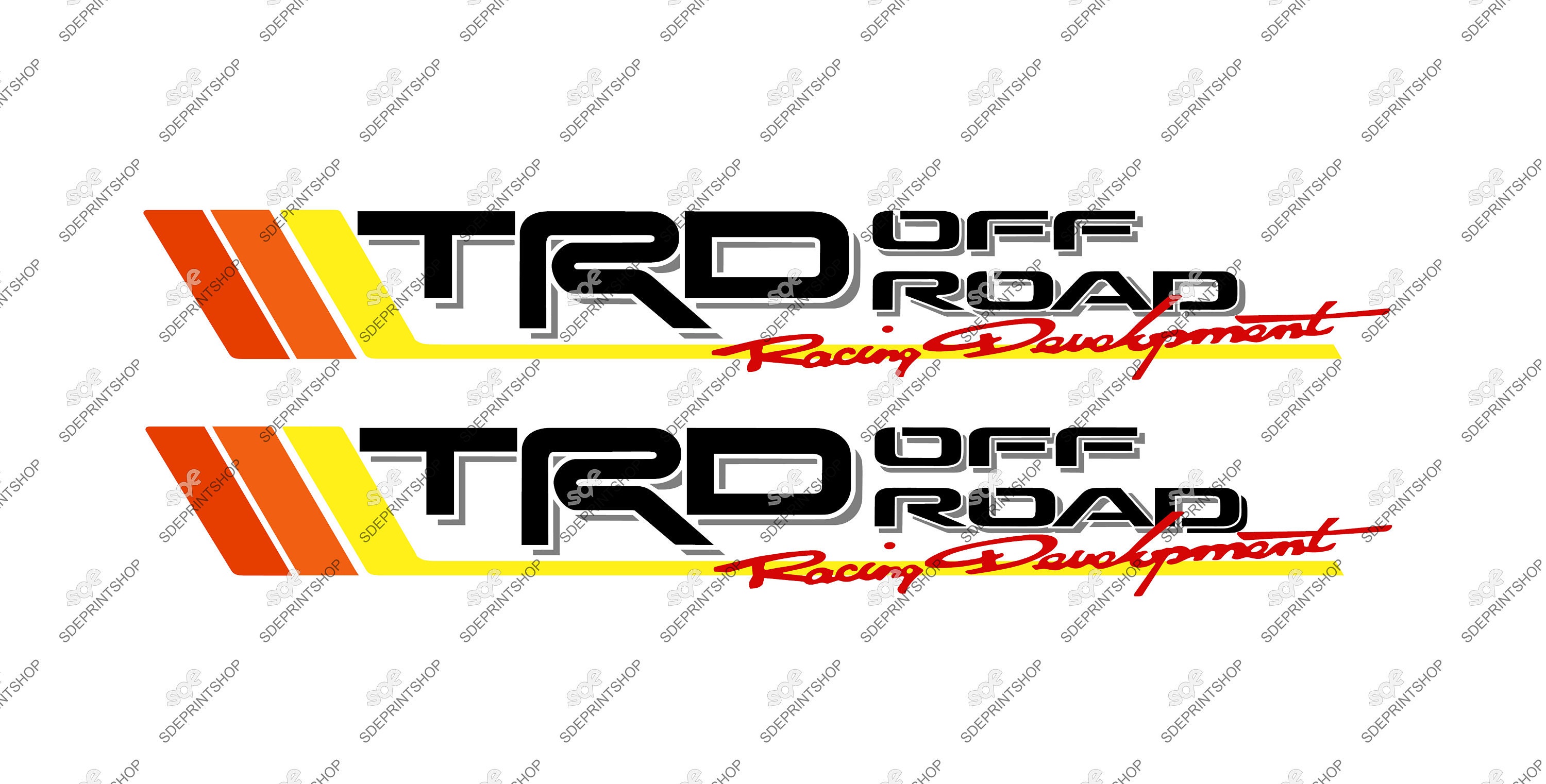 Set of 2 Vintage Tri-color TRD OFF ROAD Bedside Decal for Toyota Tacoma ...