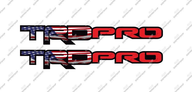Set of 2 TRD Pro USA Flag Bedside Decal for Toyota Tacoma/tundra ...