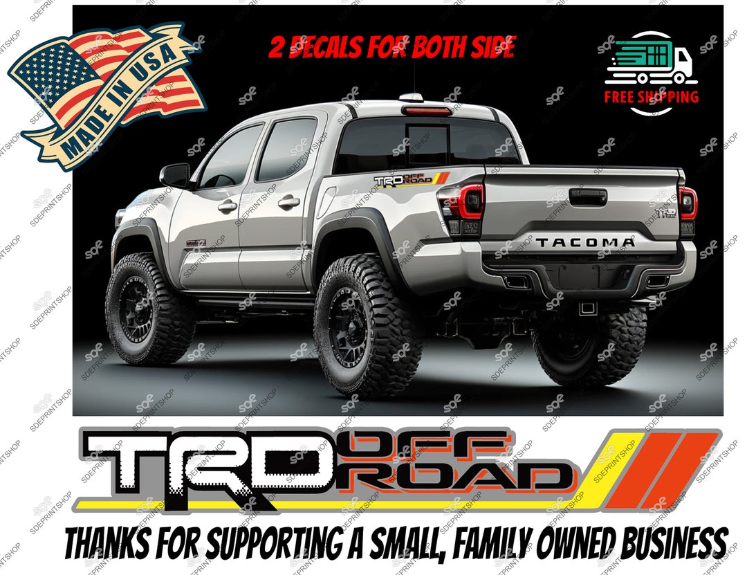 Set of 2 Vintage Tri-color TRD OFF ROAD Bedside Decal for Toyota Tacoma ...