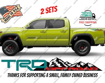 Set of 2 Vintage Tri-color TRD OFF ROAD Bedside Decal for Toyota Tacoma ...