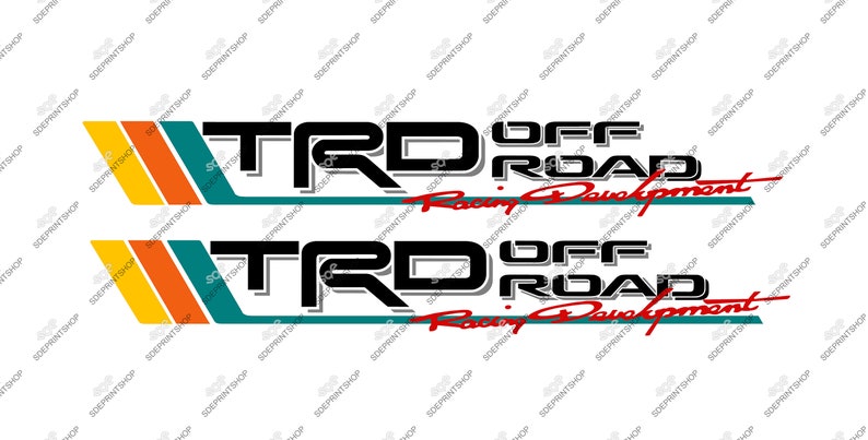 Set of 2 Vintage Tri-color TRD OFF ROAD Bedside Decal for Toyota Tacoma ...