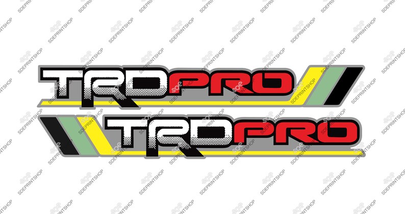 Set of 2 Vintage Tri-color TRD Pro Bedside Decal for Tacoma Enthusiasts ...