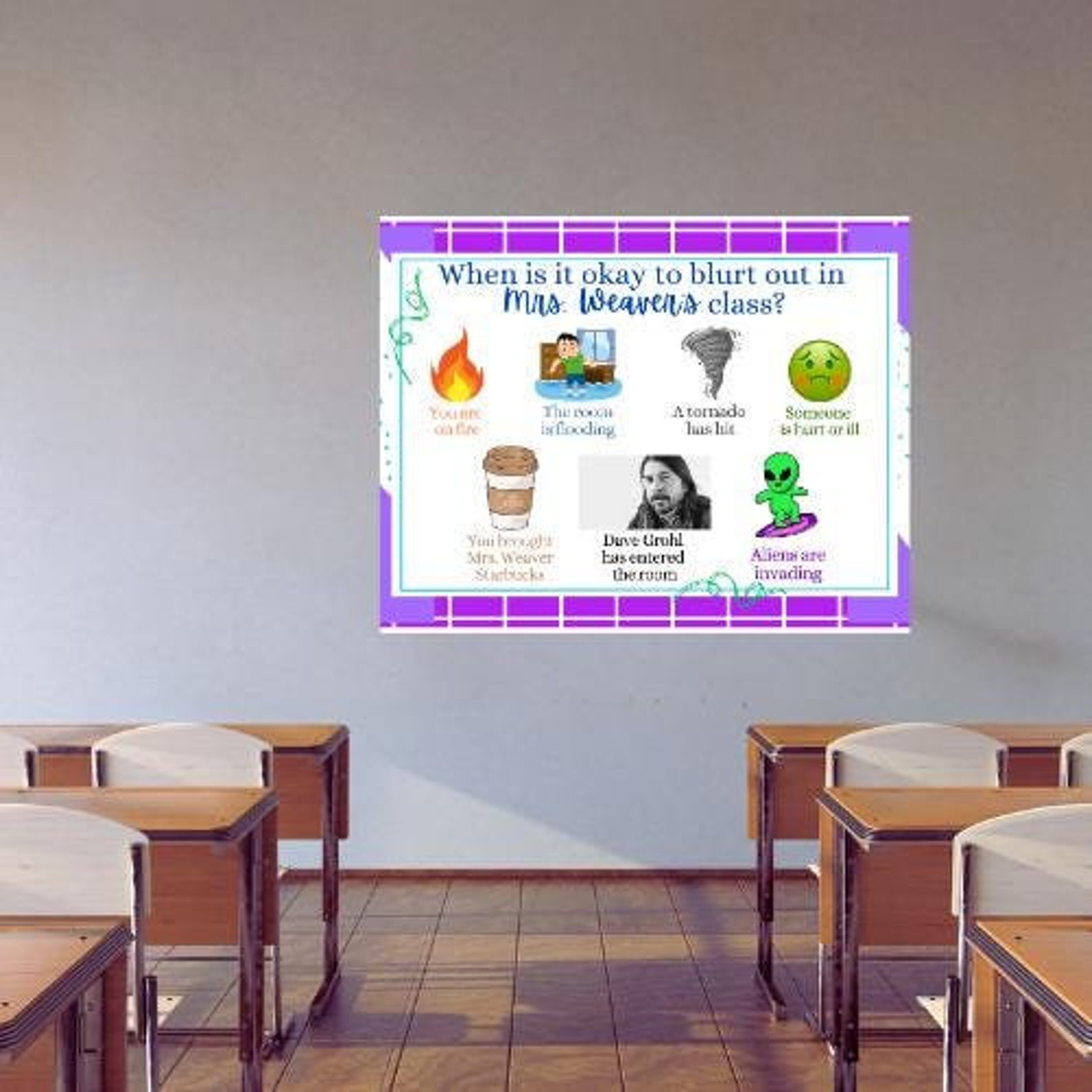 CUSTOM Matte Poster for School Classroom Rules When You Can Blurt Out ...