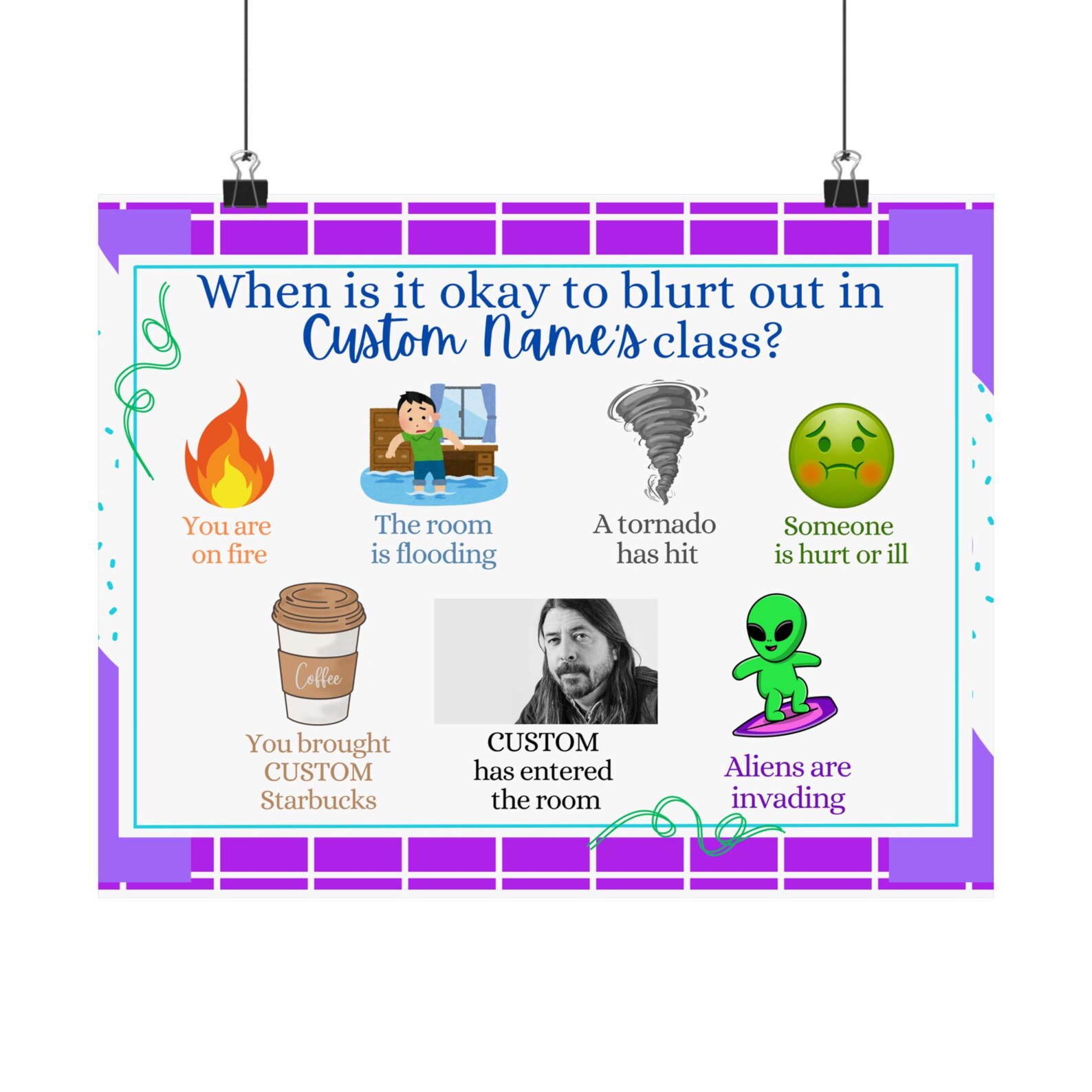 CUSTOM Matte Poster for School Classroom Rules When You Can Blurt Out ...