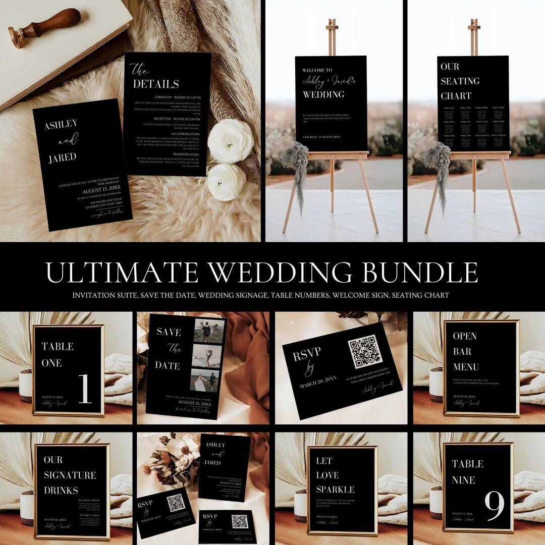 Wedding Signage Bundle, Wedding Sign Bundle, Minimalist Wedding Sign ...
