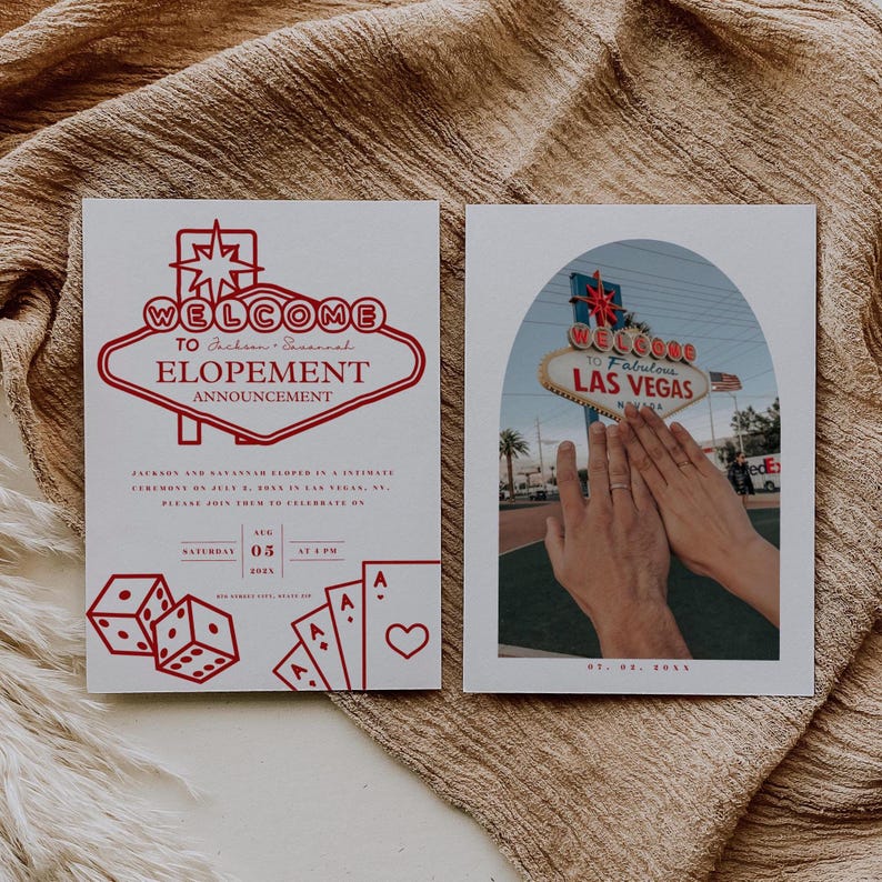 Las Vegas Elopement Announcement, We Eloped Invitation, Elopement Card ...