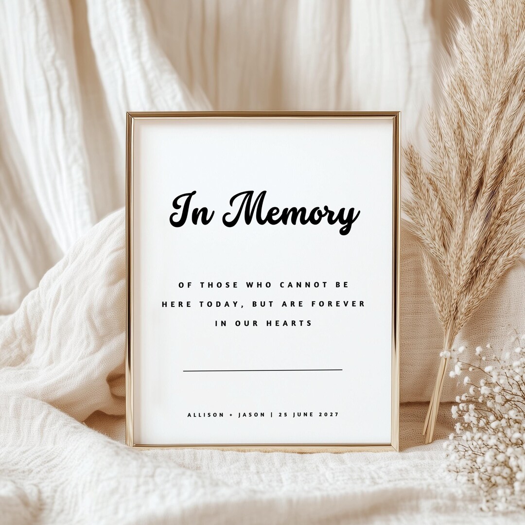 In Loving Memory Wedding Sign, Memorial Sign for Wedding, in Memory of ...