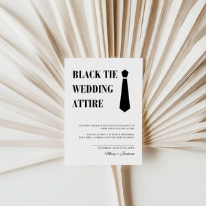 Black Tie Attire Card, All Black Attire Card, Wedding Attire Card ...