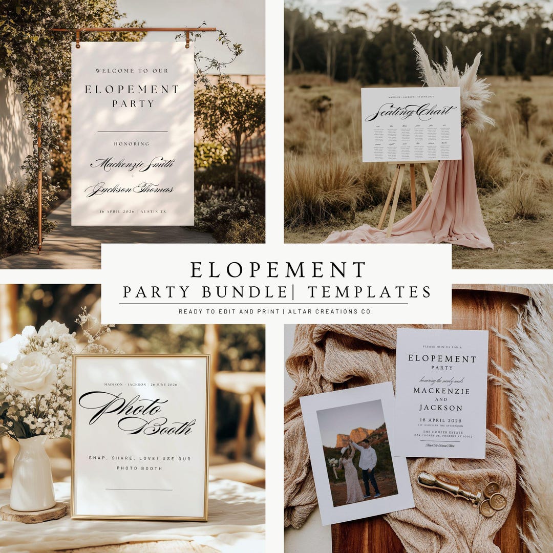 Elopement Party Bundle, Elopement After Party Invitation, Post ...