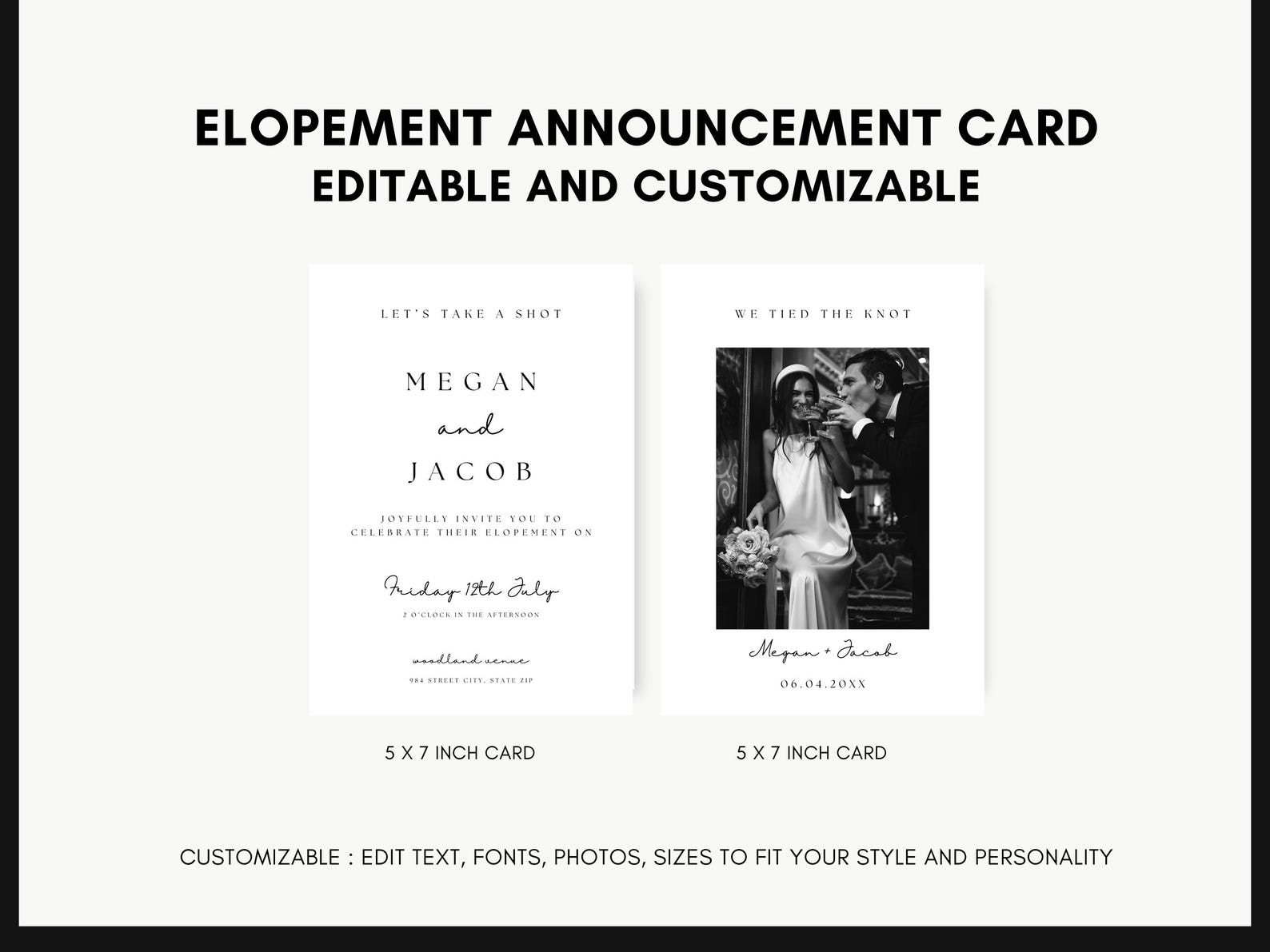 Elopement Party Invitation Photo Elopement Announcement Elopement Card ...