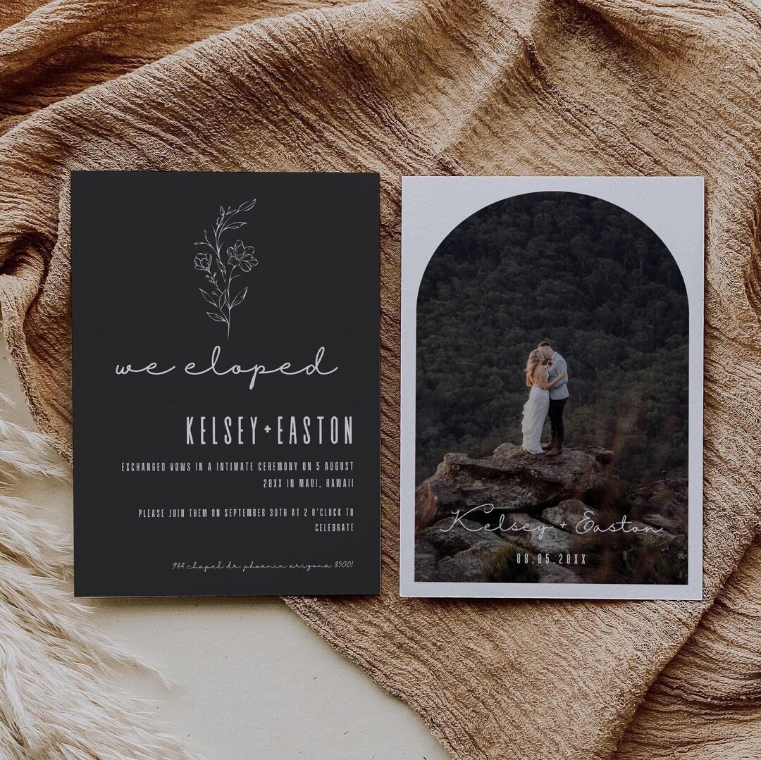 Printable Elopement Announcement Modern Elopement Announcement Card ...