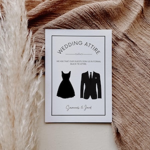 Black Tie Attire Card, All Black Attire Card, Wedding Attire Card ...