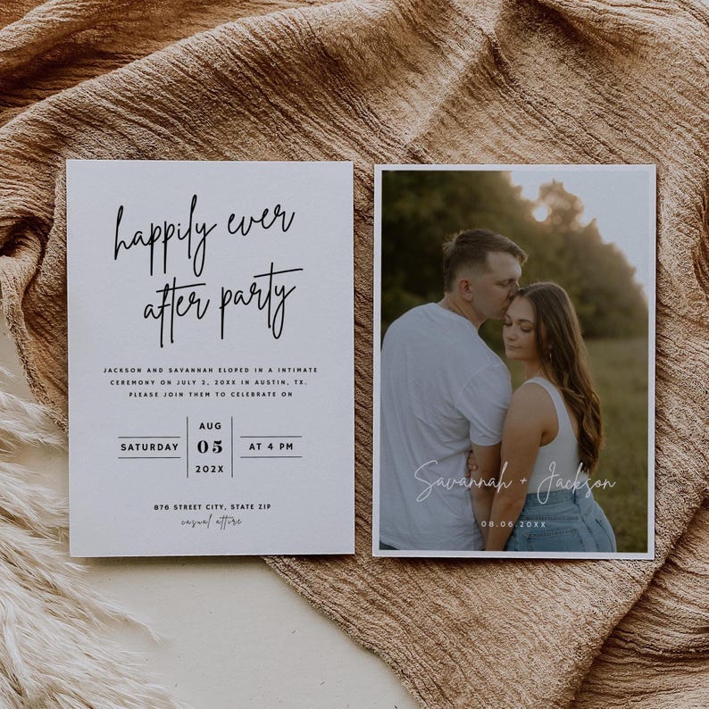 Printable Elopement Announcement, Elopement Photo Template, Elopement ...