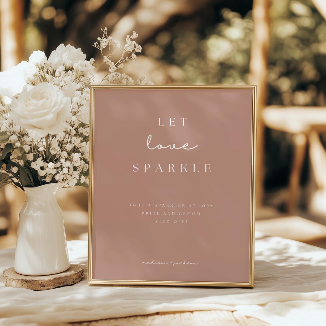 Let Love Sparkle Wedding Sign, Pink Wedding Signage, Printable Wedding ...